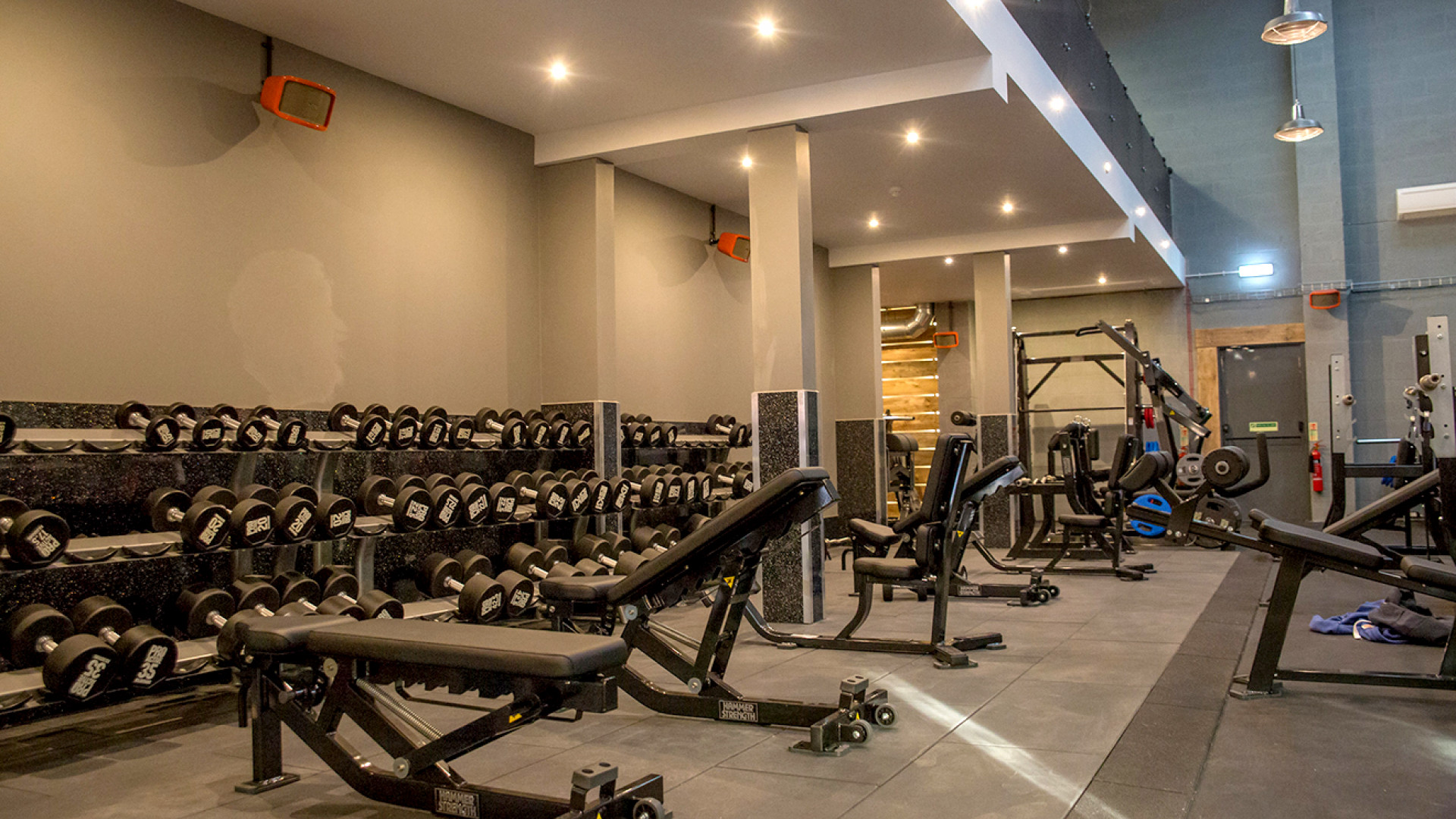 Void Acoustics gym speaker system in the 'Heated Room', LA | Void